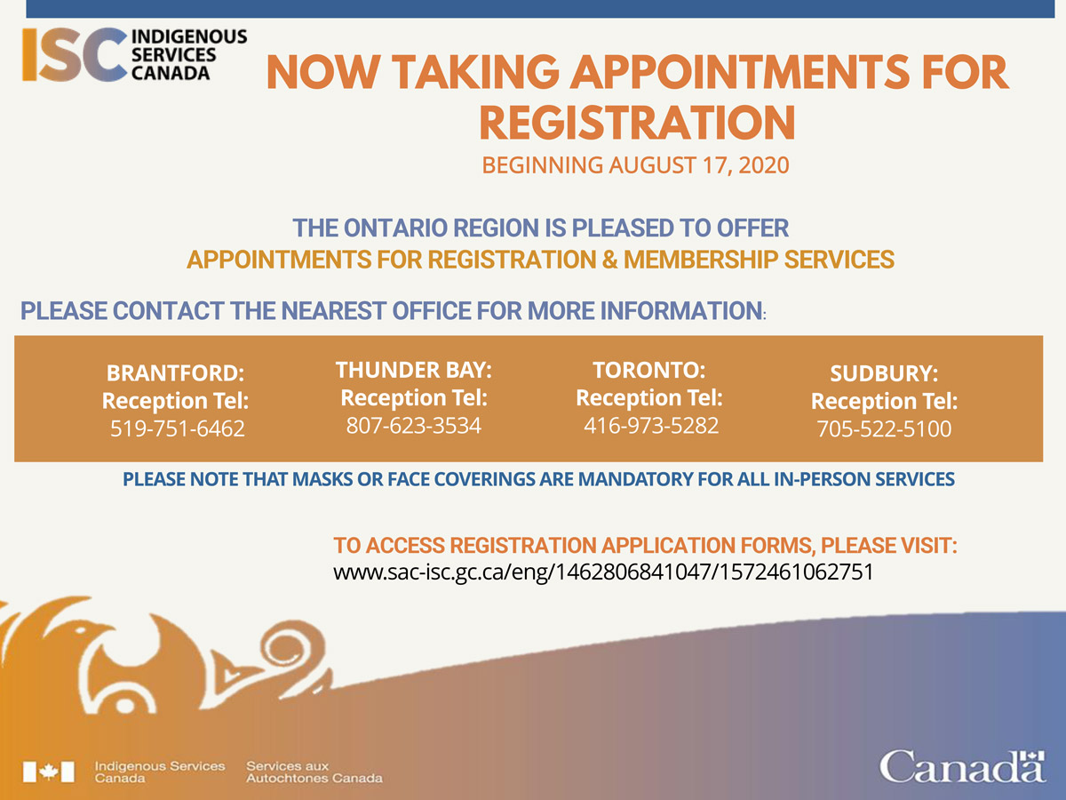 Indigenous Services Canada Registration Appointments – Niisaachewan ...